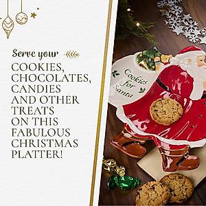 Spode Christmas Tree Collection Figural Cookies for Santa Platter | 12 Inch Serving Plate for Cookies, Desserts and Christmas Treats | Made of Dolomite | Perfect Holiday Gift and Christmas Home Décor