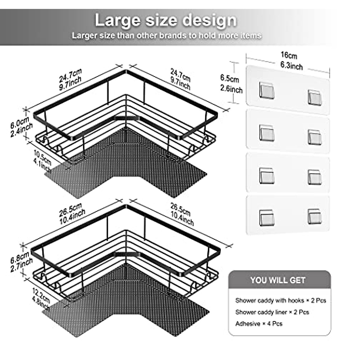 BFANGZ Shower Caddy, Black Shower Organizer Hanging ,Shower Shelves,BFANGZ Shower Racks with Small Round Hole Bathroom Shelf for Inside Shower and Restroom Storage( 2 Park)