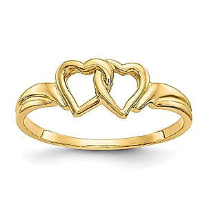 IceCarats 14K Yellow Gold Heart Ring Love Band Size 6.5