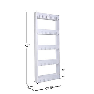 Home-Man Laundry Room Organizer, Mobile Shelving Unit Organizer with 5 Large Storage Baskets, Gap Storage Slim Slide Out Pantry Storage Rack for Narrow Spaces