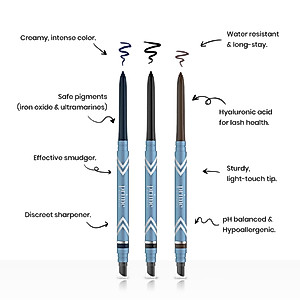 PRIME PROMETICS PrimeEyes Glide Eyeliner for Mature Women – Water-Resistant, Long-Stay and Mess-Proof – Gel Cream Texture, Discreet Sharpener and Effective Smudger (Wood (brown))