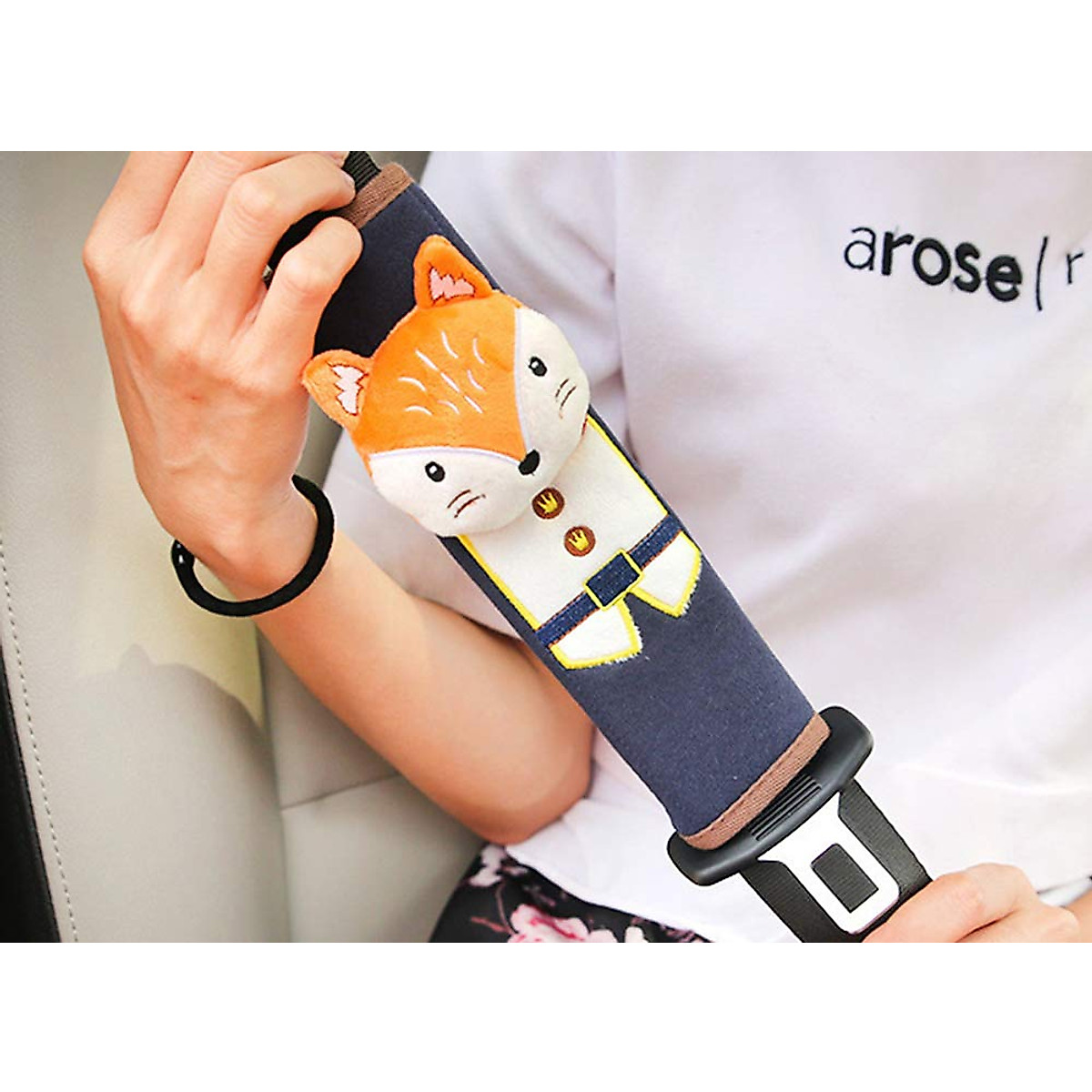 Cartoon Car Seat Belt Cover Shoulder Strap Pad Universal Safety Belt Strap Cushion Pads for a More Comfortable Driving Cute Animal Doll Seat Belt Protector Pad Soft Neck Support Car Seatbelt Cover