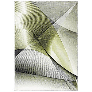 SAFAVIEH Hollywood Collection Accent Rug - 4' x 6', Grey & Green, Mid-Century Modern Design, Non-Shedding & Easy Care, Ideal for High Traffic Areas in Entryway, Living Room, Bedroom (HLW715Y)