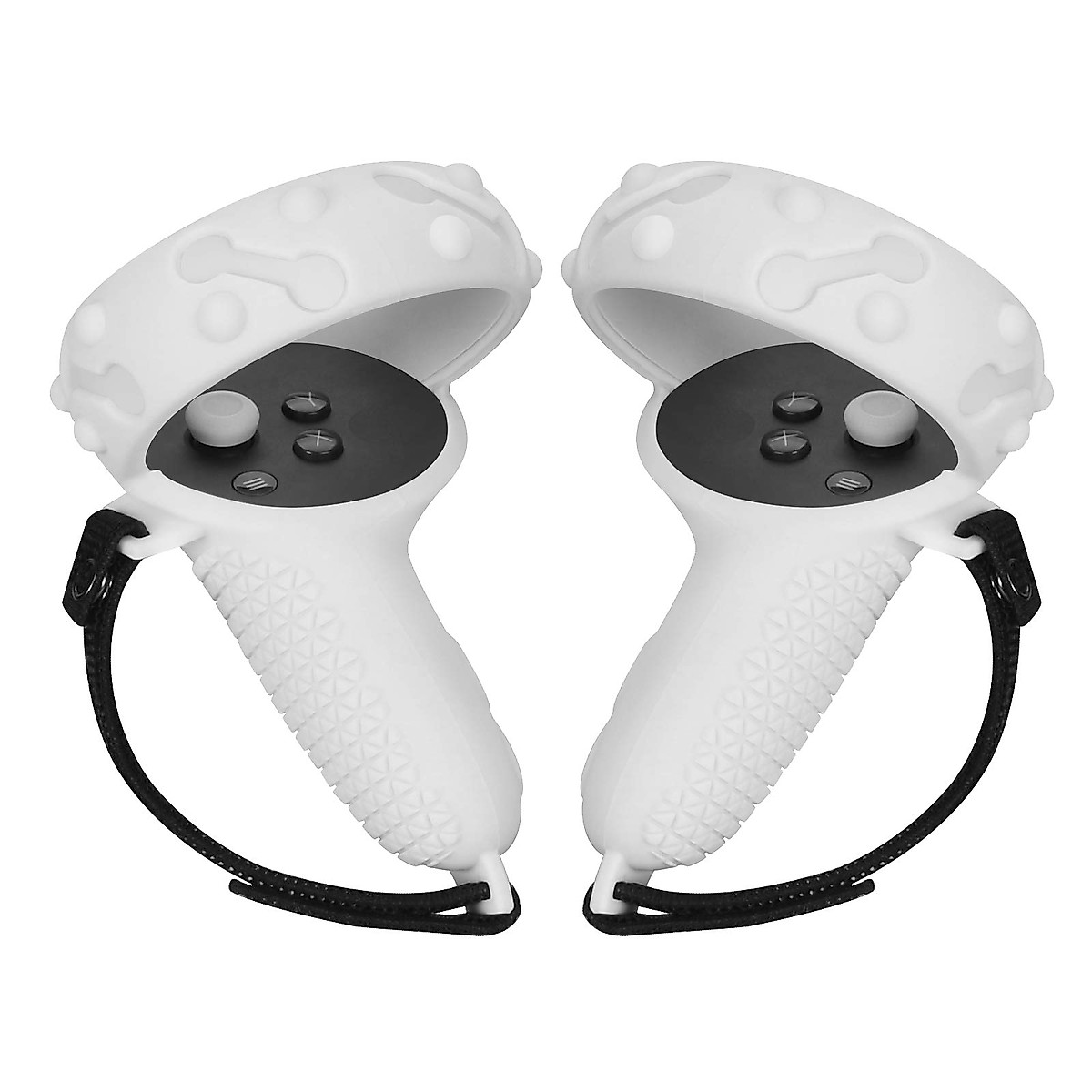 Esimen Touch Controller Grip Cover for Oculus Quest 2 Silicone Protective Ring Cover Custom Set Accessories Anti-Throw Handle Protective Sleeve with Adjustable Hand Strap-Easy to Install