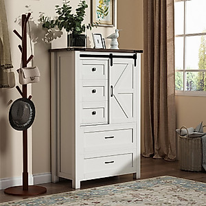 wanan 5 Drawer Dresser, 48" Farmhouse Dressers and Chests of Drawers, Tall Chest of Drawers for Living Room, Bedroom