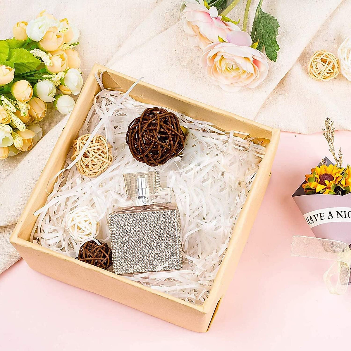 WAUPPY 0.5LB Crinkle Cut Paper Shred Filler for Gift Basket,Boxes Filler Paper for Gift Wrapping,Stuffing and Packing White 8oz