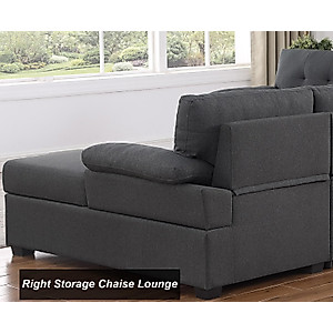Sleeper Sofa Couch Bed with Pull Out Couch Living Room Set Sectional Sleeper Sofa with Storage Chaise Modular Couch Fabric Sofa Bed in Dark Grey
