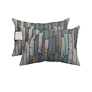 Recliner Head Pillow Ledge Loungers Chair Pillows with Insert Wood Panels Background Country House Lumbar Pillow with Adjustable Strap Outside Patio Decorative Garden Cushion for Bench Couch, 2 PCS