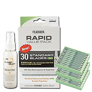Jatai Feather Rapid Value Pack, 30 Standard Blades R-Type and Blade Glide 2oz.