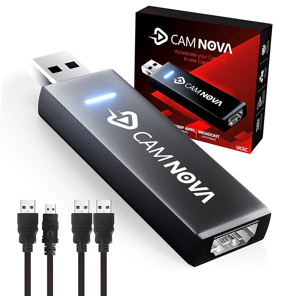 UCEC CAM NOVA Video Capture Card, 1080P 4K HDMI Video Capture Card, USB 3.0 Cam Link HDMI Capture Device, Live Broadcast Record via DSLR Camcorder Action Cam Live Stream for MacOS X PC Windows 7 8 10