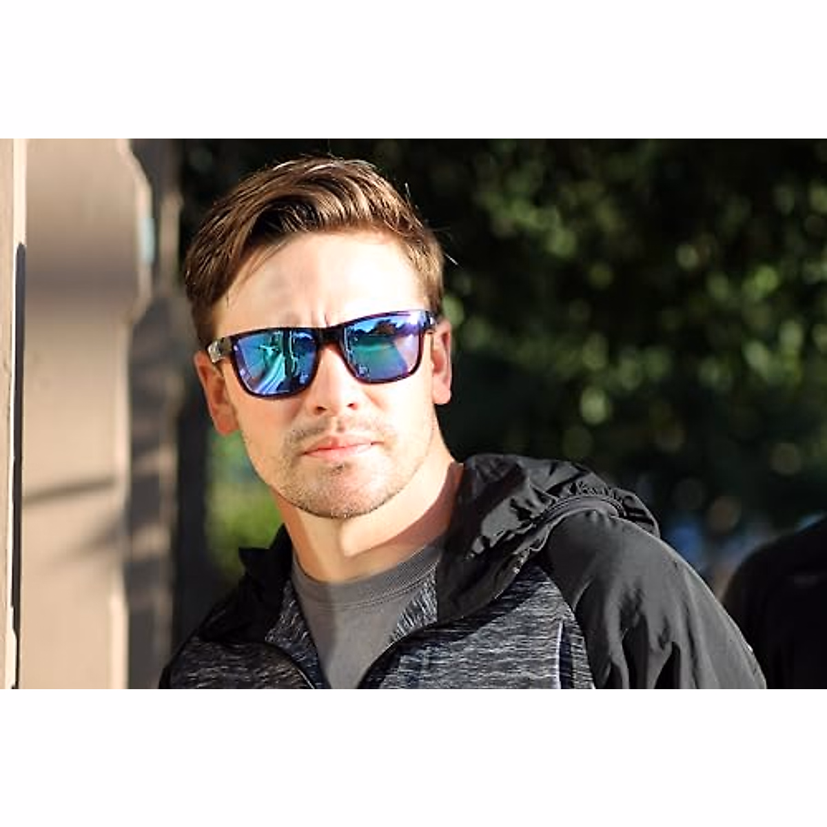 Optic Nerve Kingfish Sunglasses, Polarized Active for Men/Women/Kids, Matte Black Frame, Brown/Blue Lens