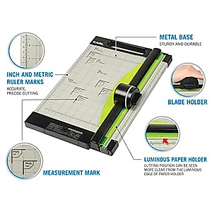 CARL 12 inch-Green Friendly, Professional Rotary Paper Trimmer, 12-inch, 15 Sheet Cutting Capacity, Black and Silver