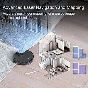 ECOVACS Robotics - DEEBOT T8+ Vacuum & Mop Robot with Advanced Laser Mapping and 3D Obstacle Detection & Avoidance - Grey (Renewed)