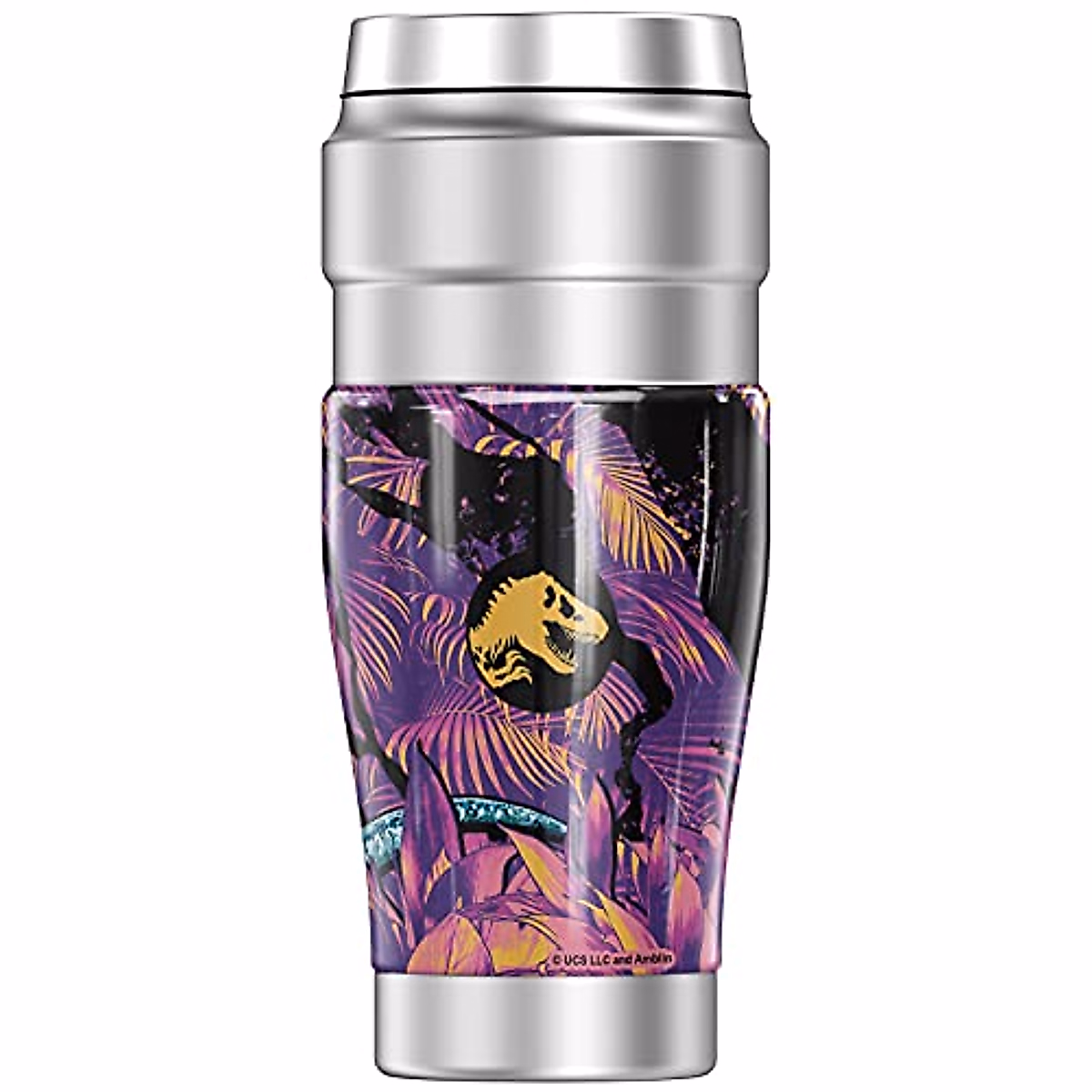 THERMOS Jurassic World Neon Jungle Velociraptor STAINLESS KING Stainless Steel Travel Tumbler, Vacuum insulated & Double Wall, 16oz