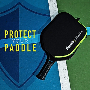 Franklin Sports Pickleball Paddle Cover - Black + Yellow Case for Pickleball Paddles - Protective Racket Cover with Hook - Fits Standard Pickleball Paddles