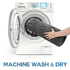 EGYPHY Bathroom Rugs Shaggy Bath Mat, Soft and Absorbent Carpet, Non-Slip Mats Can be Used for Shower, Bathtub, Kitchen, Machine Washable Rug Pad, Plush Microfiber Bath Rugs 17x24 Inches Gray