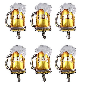 10 Pcs Beer Mug Cheers Foil Balloons Gold 16 Inch Mylar Balloon Beer Theme Party Decoration