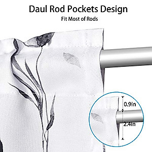 VERTKREA Curtains Flower Watercolor Window Drapes Blue Valance 52 × 18 Inches Flower and Leaves Rod Pocket Valances for Kitchen Bathroom Living Room Bedroom Nursery 1 Panel