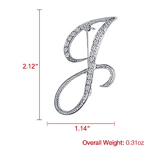 LiaSun 26 Letters Brooches Silver Plated Metal Broaches Pins-Clear Crystal Initial Breastpin (1pcs-J)