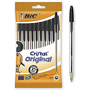 Bic 830864 BiC Cristal Original 1.0 mm Ball Pen Pack of 10,Black Packaging may Vary