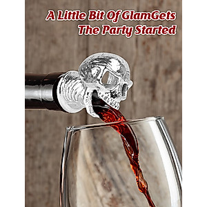 Skull Wine Aerator Pourer Spout - Anvy Lunda Liquor Bottle Pourers Skull Wine Decanter - Creative Gifts for Alcohol, Whiskey, Skull Lover (Silver)