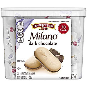 Pepperidge Farm Milano Cookies, Dark Chocolate, 20 Packs Tub, 2 Cookies Per Pack