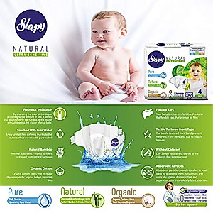 Sleepy Natural Diapers Size 6 - Organic Diapers Highly Absorbent and Hypoallergenic Bamboo Baby Diapers for Girls and Boys - Disposable Diapers 60 Count - Size 6 Diapers, Child Weight 33-55 lbs