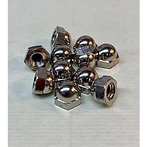 (25) 1/4"-20 Solid Brass Nickel Plated Cap Acorn Nuts Bright Chrome Color 7/16"