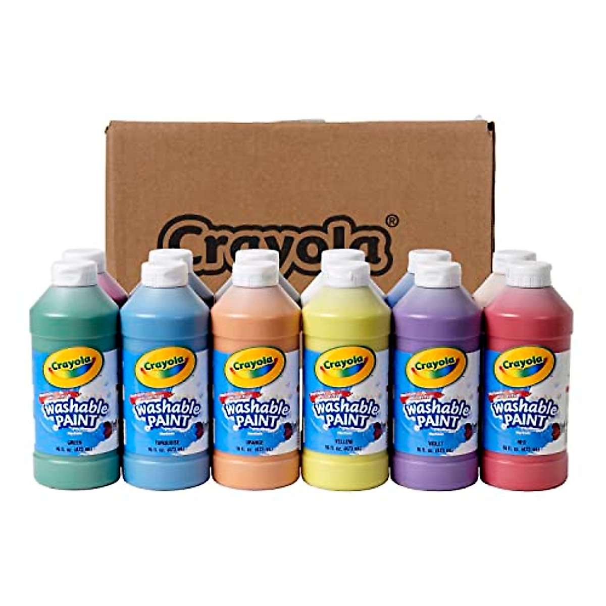 Crayola Washable Paint, 12 Count, Kids Non Toxic Paint Set, School Supplies, Assorted Colors, 16 Oz