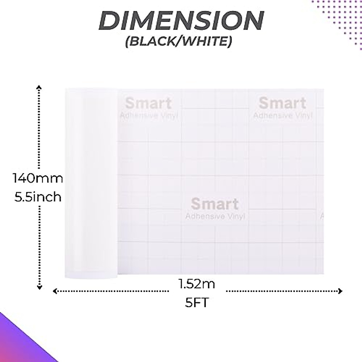 EEH Permanent Smart Vinyl for Cricut Joy Machine Matless Cutting Vinyl Materials - 5.5in x 60in / Roll, Black & White