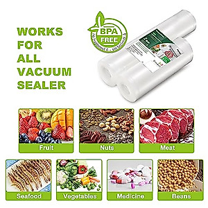 Bonsenkitchen Vacuum Food Sealer Rolls Bags, 8" x 50' & 11" x 50' Storage Bags, BPA Free, Durable Commercial Customized Size Food Bags for Food Storage and Sous Vide Cooking