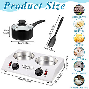 ROCEEI 1 Set Chocolate Boiler Double Pot Electric Heating Chocolate Melting Tempering Machine with 1 Silicone Spatula Boiler for Chocolate Melting Aluminum Boiler for Chocolate Candy