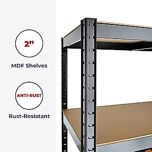 59 x 30 x 12 inches, Black 5 Tier (200LB Per Shelf), 2000LB Capacity Garage Shed Storage Shelving Units, 5 Year Warranty