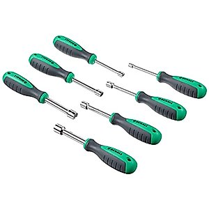 Amazon Brand - Denali 7-Piece Hollow Shaft Nut Driver Set with Cushion Grip Handles