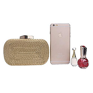 WANLIAN Womens Straw Clutch Summer Evening Handbag Beach Purse Woven Straw Bag Envelope Clutch (Gold)