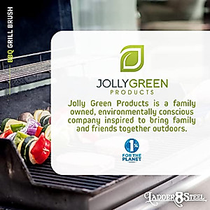 Jolly Green Products 4-in-1 Grill Brush and Scraper, Steel Bristles, Grill Cleaner with 18-Inch Handle, Will Not Scratch or Damage Grate, Perfect BBQ Grilling Gifts for Men