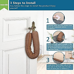 Anze Door Draft Stopper for Bottom of Door 36 inch Weighted Triangle Under Door Cold Air Stoppers Weather Stripping Wind Noise Blocker Door Sweeps, Brown