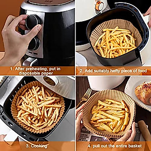 100PCS Air Fryer Disposable Paper Liner, Yokgrass Non-stick Air Fryer Parchment Paper, Oil-proof, Water-proof, Baking Paper for Air Fryer, Baking Roasting Microwave