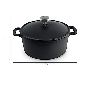 DASH Zakarian by DASH 4.5 Qt Nonstick Cast Iron Dutch Oven, Titanium Ceramic Nonstick Pot with Lid and Handles, Black