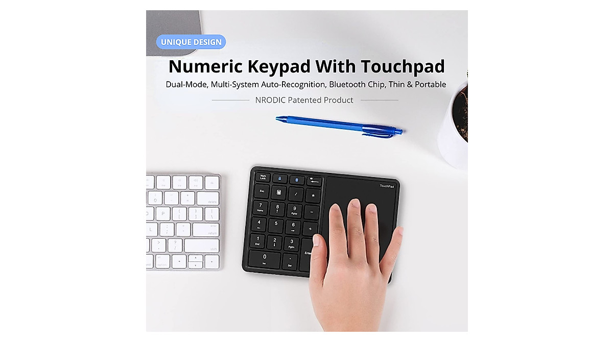 Yoidesu 22 Keys Numeric Keypad with Touchpad - Portable & Multi-Device