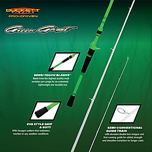 Duckett Fishing Green Ghost Spinning' 7'0" Durable Fishing Rod Med Fast
