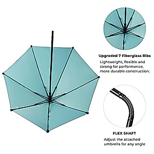 Prospo Adjustable Beach Umbrella with Universal Clamp, Portable UPF 50+ UV Protection Umbrella for Chair, Wheelchair, Golf Cart, Stroller, Bleacher, Patio