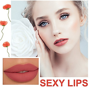 BKPPLZP 6PCS Matte Liquid Lipstick Sets,Nude Lip Stain,Lasting Waterproof Matte Lipstick Set,Non-Stick Cup,Fade-Free Lip Gloss Set ,Ladides Long wear Lip Makeup Lipstick Set（SetB