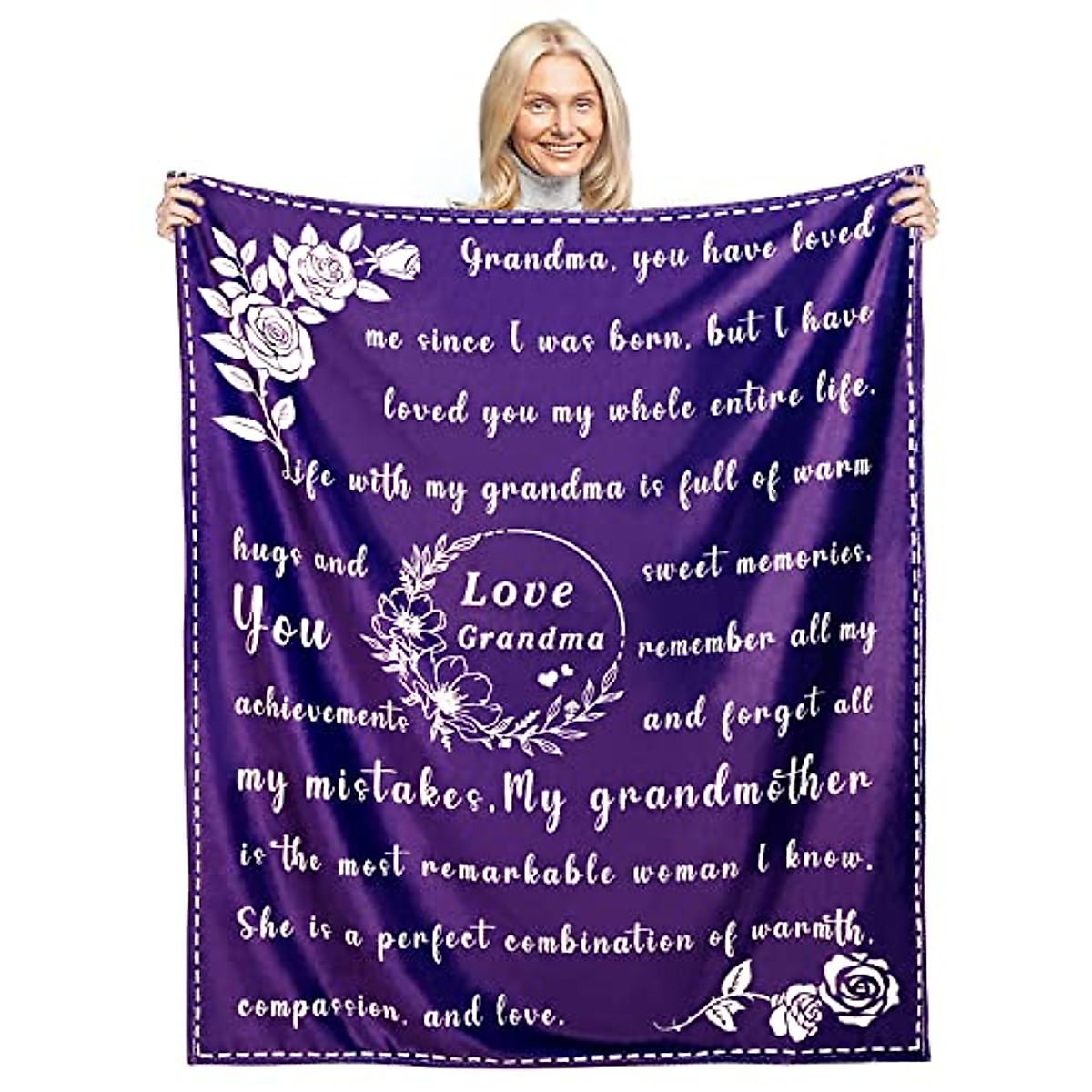 Gifts for Grandma from Grandson or Granddaughter - Soft Flannel Hug Grandmother Throw Blanket Thanksgiving, Christmas, Nana Birthday Gifts