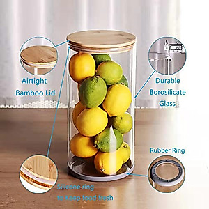 SAIOOL Glass Storage Jars 1.2 Gallon, Storage Containers with Natural Bamboo Lids, Storage Large Bag of Sugar or Large Box of Cereal etc.