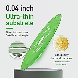 Glass Cutting Disc for Angle Grinder, 1mm Diamond Saw Blade Porcelain Saw Wheel for Smooth Cutting and Grinding of Jade, Crystal, Bottles, Ceramic, Tile (5PCS)