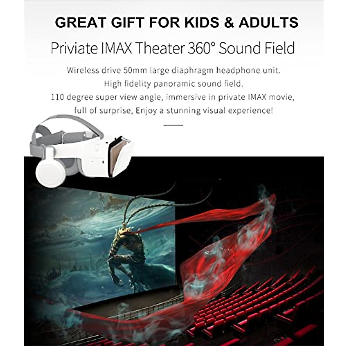 VR Set VR Headset for iPhone, Tsanglight Virtual Reality Headset 3D VR Goggle w/Remote Lentes de Realidad Virtual Glass for iPhone 14 13 12 11 Pro Mini X R S for Samsung S23 S22 S21 S20 S10, White