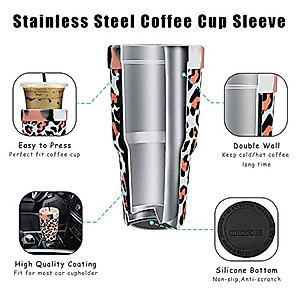 XccMe Stainless Steel Iced Coffee Sleeve,30oz Stainless Steel Insulated Tumbler with Lid,Double Wall Cup Sleeves for Cold Drinks Reusable,for Most Starbucks,Dunkin Donuts,McDonalds (Leopard)