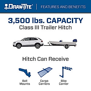 Draw-Tite Hidden Hitch 76905, Completely Hidden Trailer Hitch, 2 in. Removable Receiver, Black, Compatible with 2016-2022 Lexus RX350, 2016-2021 Lexus RX450h