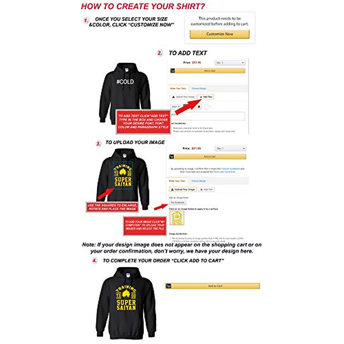 City Shirts Add Your Own Text and Design Custom Personalized Sweatshirt Hoodie (Large, Black)